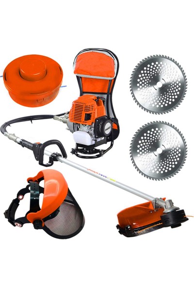 Snaiker Alman 6 Hp Sırt Tipi Benzinli Motorlu Ot Çalı Tırpanı Çim Biçme Makinesi Tirpan + 2 Bıçak Hediyeli