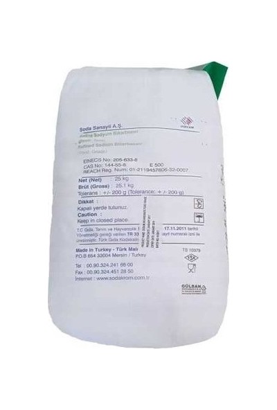 Şişecam Saf Karbonat Içilebilir Sodyum Bikarbonat Besin Türü Toz Soda 25 kg Şişecam Saf Karbonat Içilebilir Sodyum Bikarbonat Besin Türü Toz Soda 25 kg