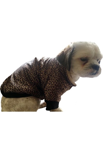 Beğ Kızı Leopar Kedi Köpek Montu Kahverengi L