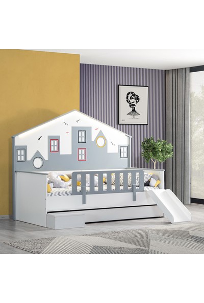 Setay Montessori, City Kaydıraklı Montessori Yavrulu Yatak Ledli - Gri