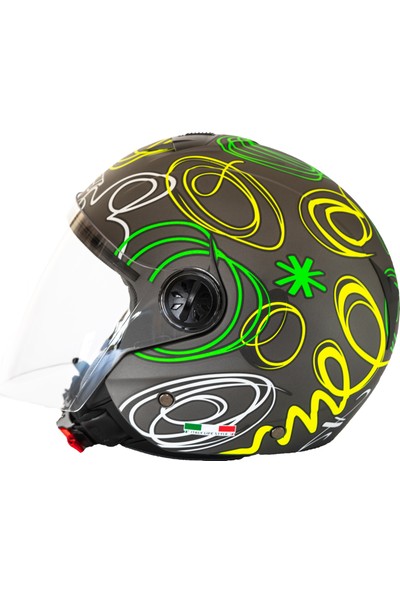 Sway Sw 715 Yarım Black Flower Kask Sway Sw 715 Yarım Black Flower Kask