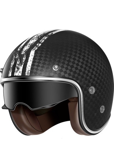 Sway Sw 628 Yarım Camsız Güneş Vizörlü Siyah-Beyaz Kask