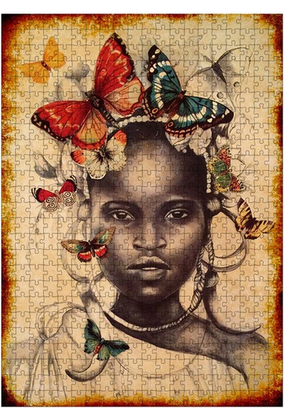 Tablomega Ahşap Mdf Puzzle Yapboz Kelebekli Çocuk 500 Parça 50*70 cm