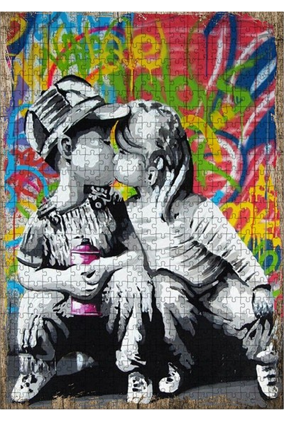 Tablomega Ahşap Mdf Puzzle Yapboz Öpüşen Çocuklar 500 Parça 50*70 cm
