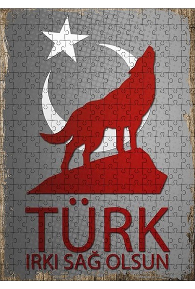 Tablomega Ahşap Mdf Puzzle Yapboz Türk ve Kurt 255 Parça 35*50 cm