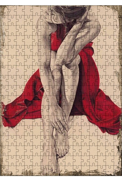 Tablomega Ahşap Mdf Puzzle Yapboz Kırmızılı Kadın 255 Parça 35*50 cm