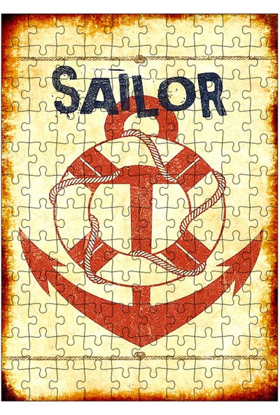 Tablomega Ahşap Mdf Puzzle Yapboz Denizci Çapa Şambrel 120 Parça 25*35 cm