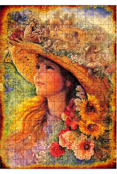 Tablomega Ahşap Mdf Puzzle Yapboz Şapkalı Kız ve Çiçek 255 Parça 35*50 cm