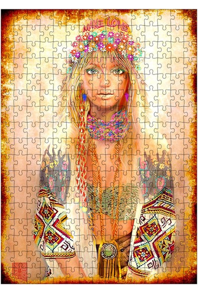 Tablomega Ahşap Mdf Puzzle Yapboz Hipi Kadın 255 Parça 35*50 cm