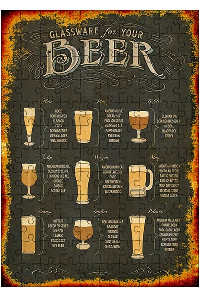 Tablomega Ahşap Mdf Puzzle Yapboz Retro Bira Türleri 120 Parça 25*35 cm