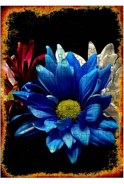 Tablomega Ahşap Mdf Puzzle Yapboz Mavi Çiçek 120 Parça 25*35 cm