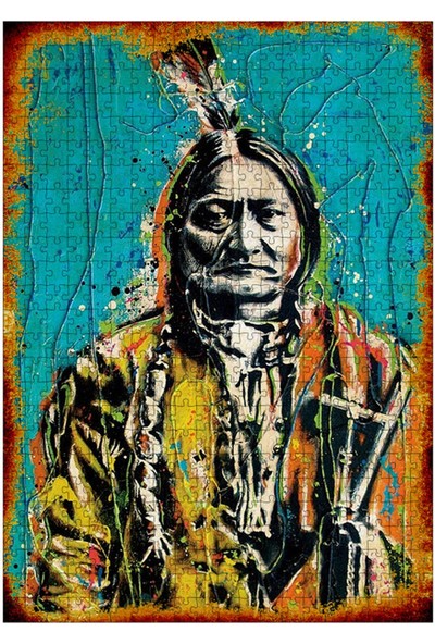 Tablomega Ahşap Mdf Puzzle Yapboz Mavi Fon Kızılderili 500 Parça 50*70 cm