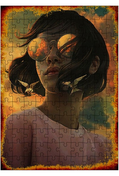 Tablomega Ahşap Mdf Puzzle Yapboz  güneş Gözlüklü Kız 120 Parça 25*35 cm