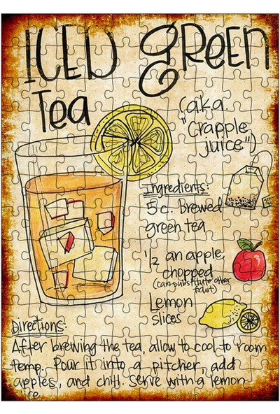 Tablomega Ahşap Mdf Puzzle Yapboz Buzlu Yeşil Çay 120 Parça 25*35 cm