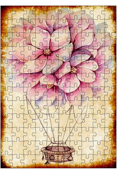 Tablomega Ahşap Mdf Puzzle Yapboz Çiçekli Uçanbalon 120 Parça 25*35 cm