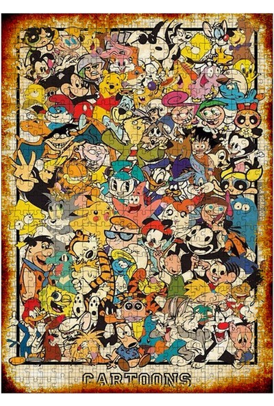 Tablomega Ahşap Mdf Puzzle Yapboz Çizgi Film Kahramanları 500 Parça 50*70 cm