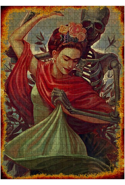 Tablomega Ahşap Mdf Puzzle Yapboz Iskelet ve Frida Kahlo 500 Parça 50*70 cm Tablomega Ahşap Mdf Puzzle Yapboz Iskelet ve Frida Kahlo 500 Parça 50*70 cm