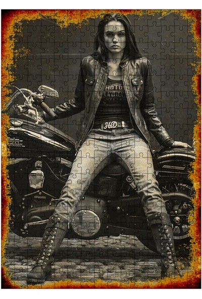 Tablomega Ahşap Mdf Puzzle Yapboz Motosikletli Kız 255 Parça 35*50 cm