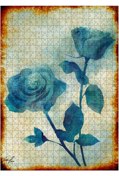 Tablomega Ahşap Mdf Puzzle Yapboz Mavi Güller 500 Parça 50*70 cm