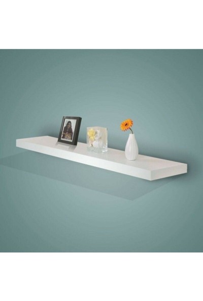 Egecan Mobilya Beyaz Duvar Rafı Uçan Raf Gizli Raf 40 cm