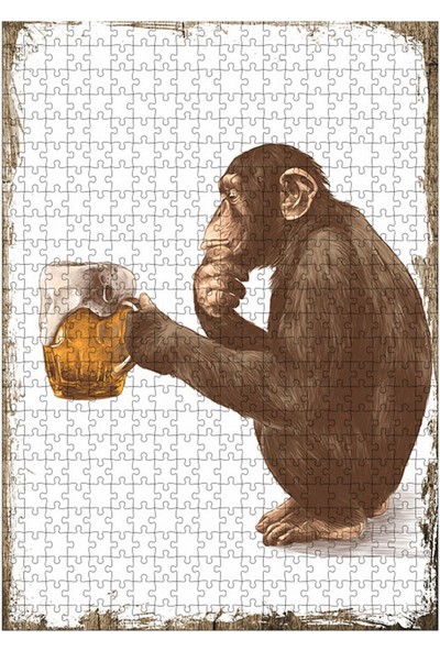 Tablomega Ahşap Mdf Puzzle Yapboz Bira Içen Maymun 500 Parça 50*70 cm