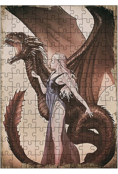 Tablomega Ahşap Mdf Puzzle Yapboz Ejderha ve Kadın 120 Parça 25*35 cm