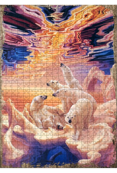 Tablomega Ahşap Mdf Puzzle Yapboz Kutup Ayıları 500 Parça 50*70 cm