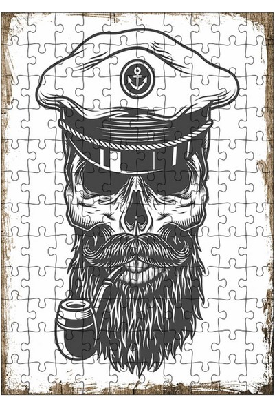 Tablomega Ahşap Mdf Puzzle Yapboz Pipolu Denizci Kuru Kafa 120 Parça 25*35 cm