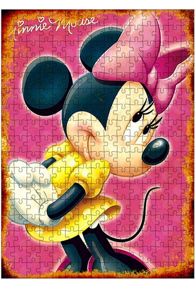 Tablomega Ahşap Mdf Puzzle Yapboz Retro  minnie Mouse 255 Parça 35*50 cm