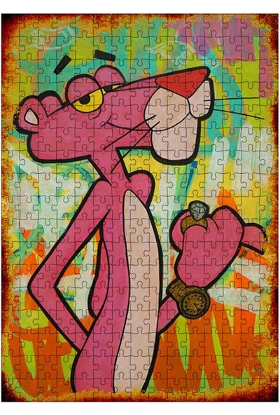 Tablomega Ahşap Mdf Puzzle Yapboz  retro Pembe Panter 255 Parça 35*50 cm Tablomega Ahşap Mdf Puzzle Yapboz  retro Pembe Panter 255 Parça 35*50 cm