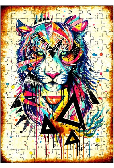 Tablomega Ahşap Mdf Puzzle Yapboz Renkli Kaplan 120 Parça 25*35 cm Tablomega Ahşap Mdf Puzzle Yapboz Renkli Kaplan 120 Parça 25*35 cm