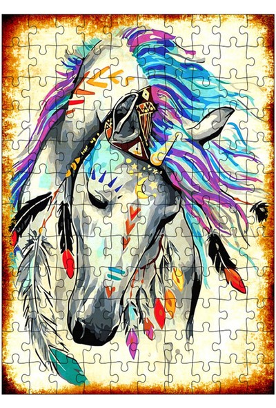 Tablomega Ahşap Mdf Puzzle Yapboz Kuş Tüylü At 120 Parça 25*35 cm