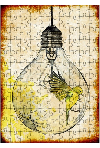 Tablomega Ahşap Mdf Puzzle Yapboz Ampul Içerisinde Kuş 120 Parça 25*35 cm