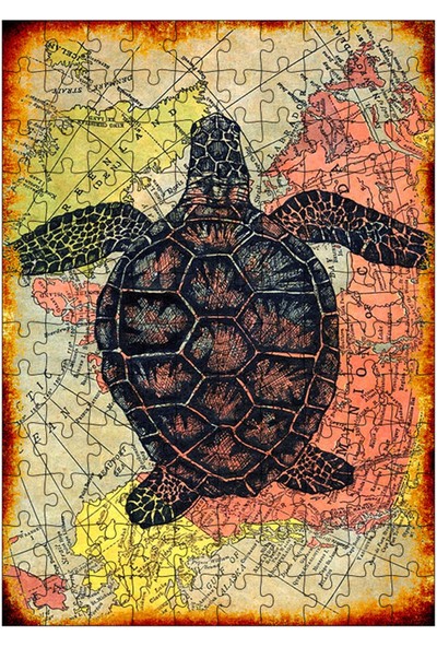 Tablomega Ahşap Mdf Puzzle Yapboz Harita ve Kaplumbağa 120 Parça 25*35 cm Tablomega Ahşap Mdf Puzzle Yapboz Harita ve Kaplumbağa 120 Parça 25*35 cm