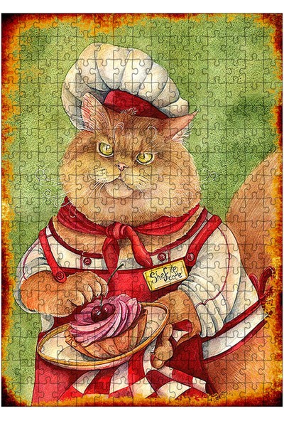 Tablomega Ahşap Mdf Puzzle Yapboz Nostaljik Aşçı Kedi 255 Parça 35*50 cm Tablomega Ahşap Mdf Puzzle Yapboz Nostaljik Aşçı Kedi 255 Parça 35*50 cm