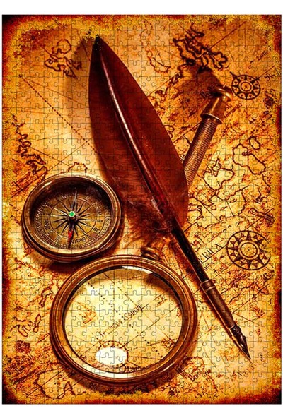 Tablomega Ahşap Mdf Puzzle Yapboz Nostaljik Büyüteç ve Pusula 500 Parça 50*70 cm Tablomega Ahşap Mdf Puzzle Yapboz Nostaljik Büyüteç ve Pusula 500 Parça 50*70 cm