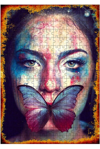 Tablomega Ahşap Mdf Puzzle Yapboz Kadın ve Kelebek 255 Parça 35*50 cm