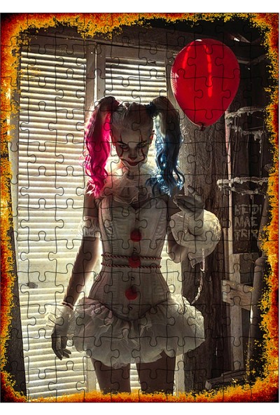 Tablomega Ahşap Mdf Puzzle Yapboz Korkunç Palyaço Kadın 120 Parça 25*35 cm