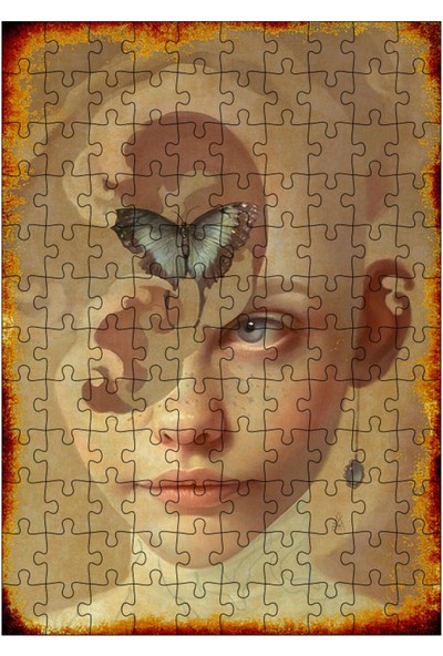 Tablomega Ahşap Mdf Puzzle Yapboz  kelebekli Kadın 120 Parça 25*35 cm