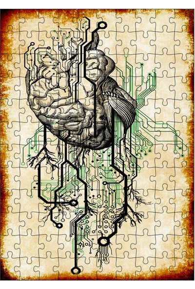 Tablomega Ahşap Mdf Puzzle Yapboz Elektronik Beyin 120 Parça 25*35 cm