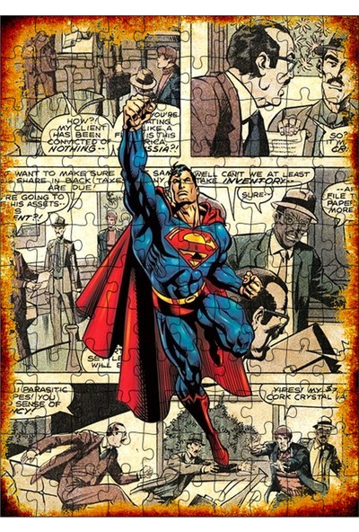 Tablomega Ahşap Mdf Puzzle Yapboz Eskitilmiş Süpermen 120 Parça 25*35 cm