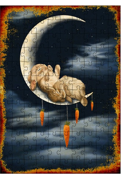 Tablomega Ahşap Mdf Puzzle Yapboz Uyuyan Tavşanlar 120 Parça 25*35 cm