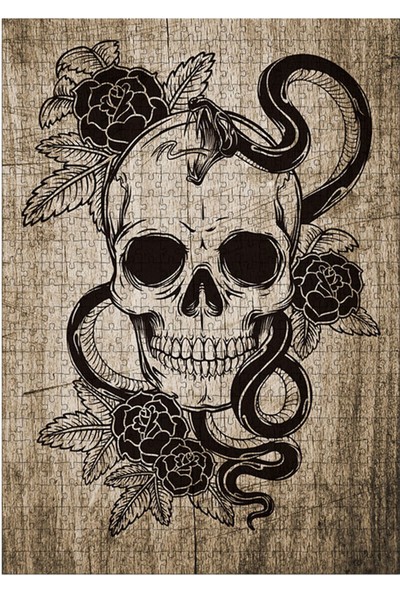 Tablomega Ahşap Mdf Puzzle Yapboz Yılan ve Kurukafa 500 Parça 50*70 cm