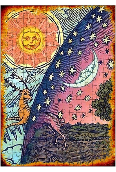Tablomega Ahşap Mdf Puzzle Yapboz Güneş ve Ay 120 Parça 25*35 cm