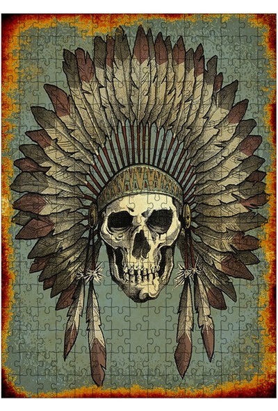 Tablomega Ahşap Mdf Puzzle Yapboz Kızılderili Kuru Kafa 255 Parça 35*50 cm