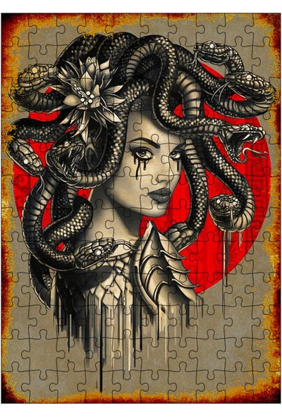 Tablomega Ahşap Mdf Puzzle Yapboz  gri Fon Medusa 120 Parça 25*35 cm