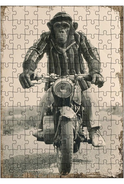 Tablomega Ahşap Mdf Puzzle Yapboz Motosikletli Maymun 120 Parça 25*35 cm Tablomega Ahşap Mdf Puzzle Yapboz Motosikletli Maymun 120 Parça 25*35 cm