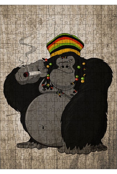 Tablomega Ahşap Mdf Puzzle Yapboz Jamaikali Goril 255 Parça 35*50 cm