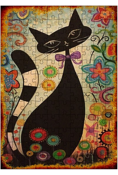 Tablomega Ahşap Mdf Puzzle Yapboz Kara Kedi Çizim 120 Parça 25*35 cm