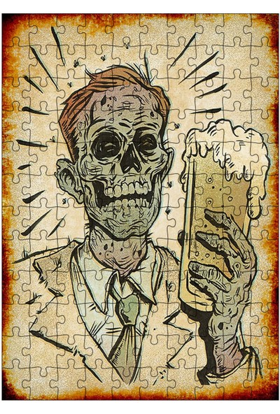 Tablomega Ahşap Mdf Puzzle Yapboz Bira Içen Zombi 120 Parça 25*35 cm